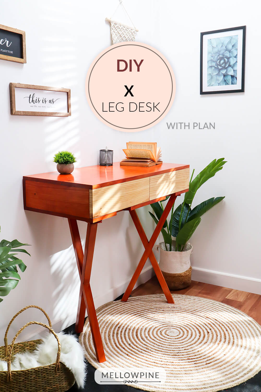 DIY X Desk with Drawers [Plans Included] - MellowPine